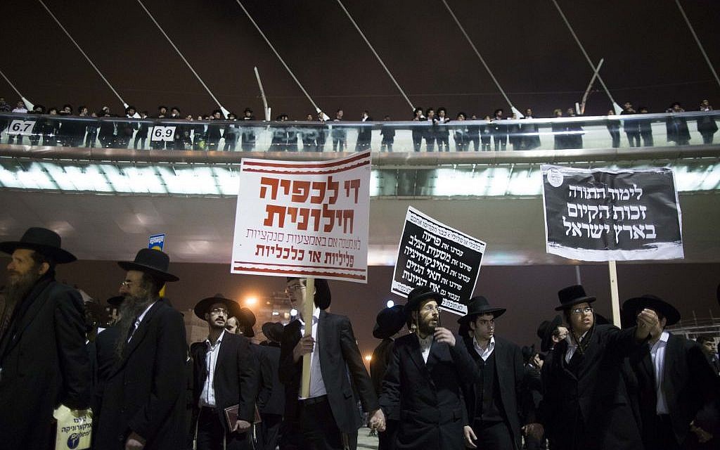 Ultra-Orthodox return to streets to protest IDF draft | The Times of Israel