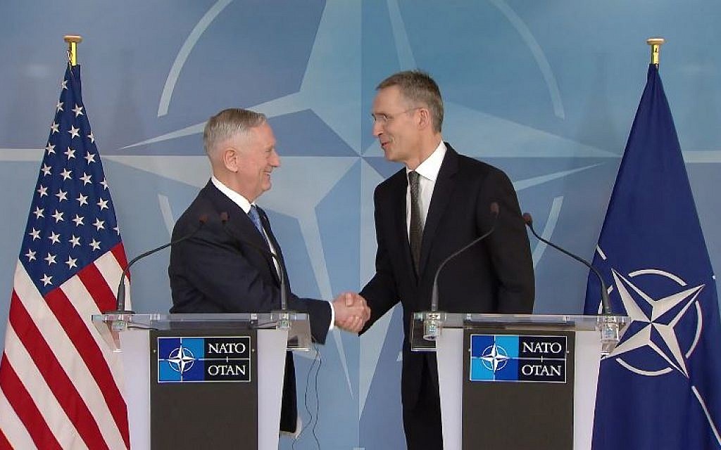 NATO vows 'unity' at Trump defense chief's debut | The Times of Israel