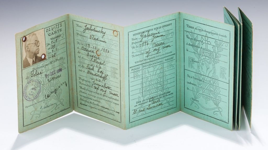 Jabotinsky's ID card auctioned in NY for $20,000 | The Times of Israel
